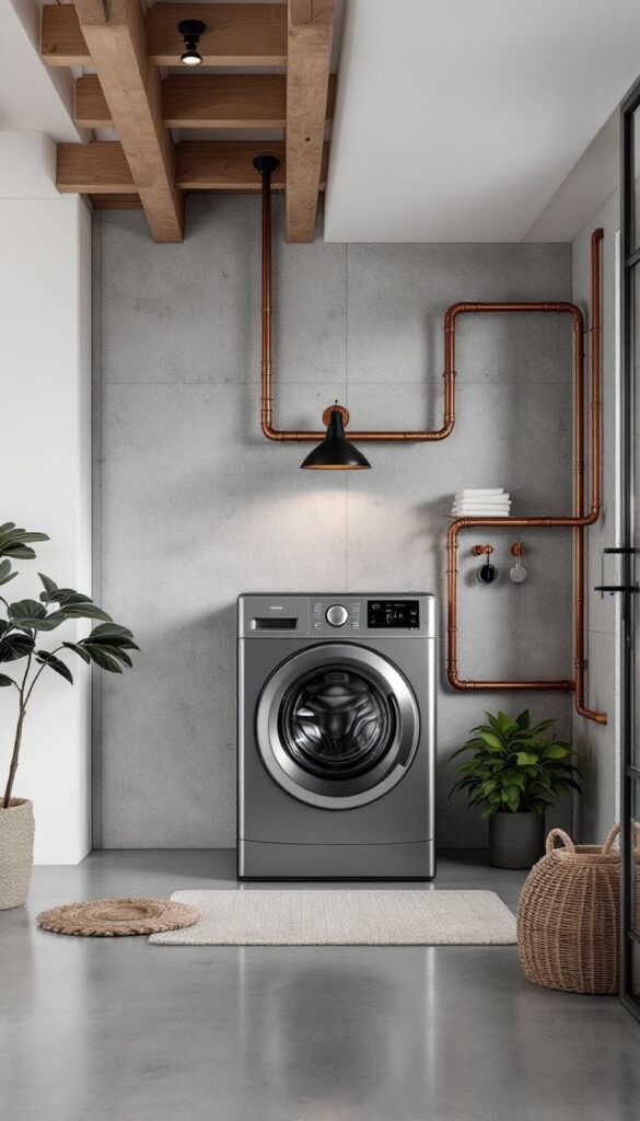 Exposed Pipe Laundry Room Ideas – Industrial Chic Meets Function - Cosy ...