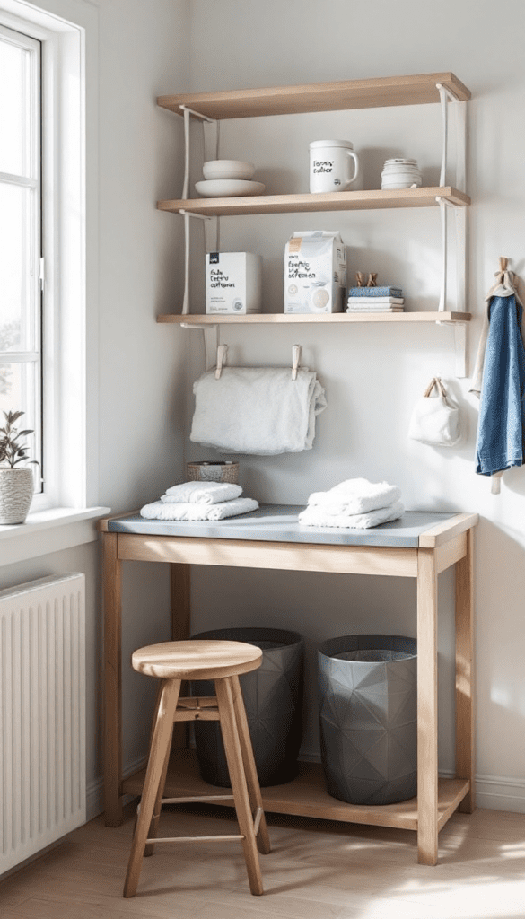 14 Genius Laundry Folding Station Ideas to Save Space & Time - Cosy Hous